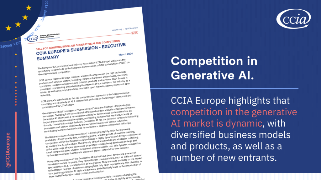 Competition in Generative AI: CCIA Europe Comments on Market’s State of ...