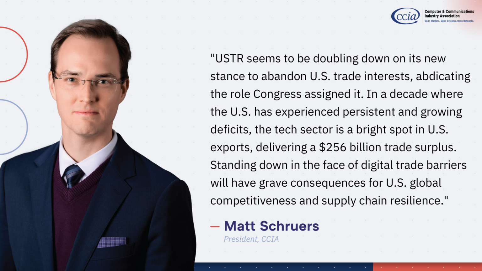CCIA Statement Expressing Concern USTR’s NTE Report Omits Many Digital Trade Barriers - CCIA