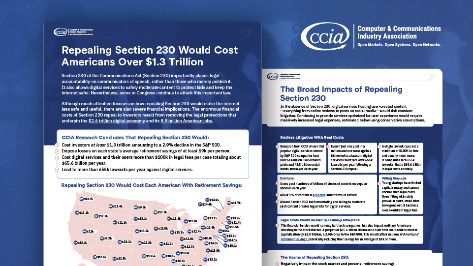 Repealing Section 230 Would Cost Americans Over $1.3 Trillion - CCIA ...